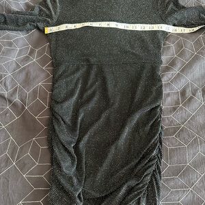 Crystal Sky | Dresses | Crystal Sky Long Sleeve Metallic Black Iridescent Ruched Mini Dress ...